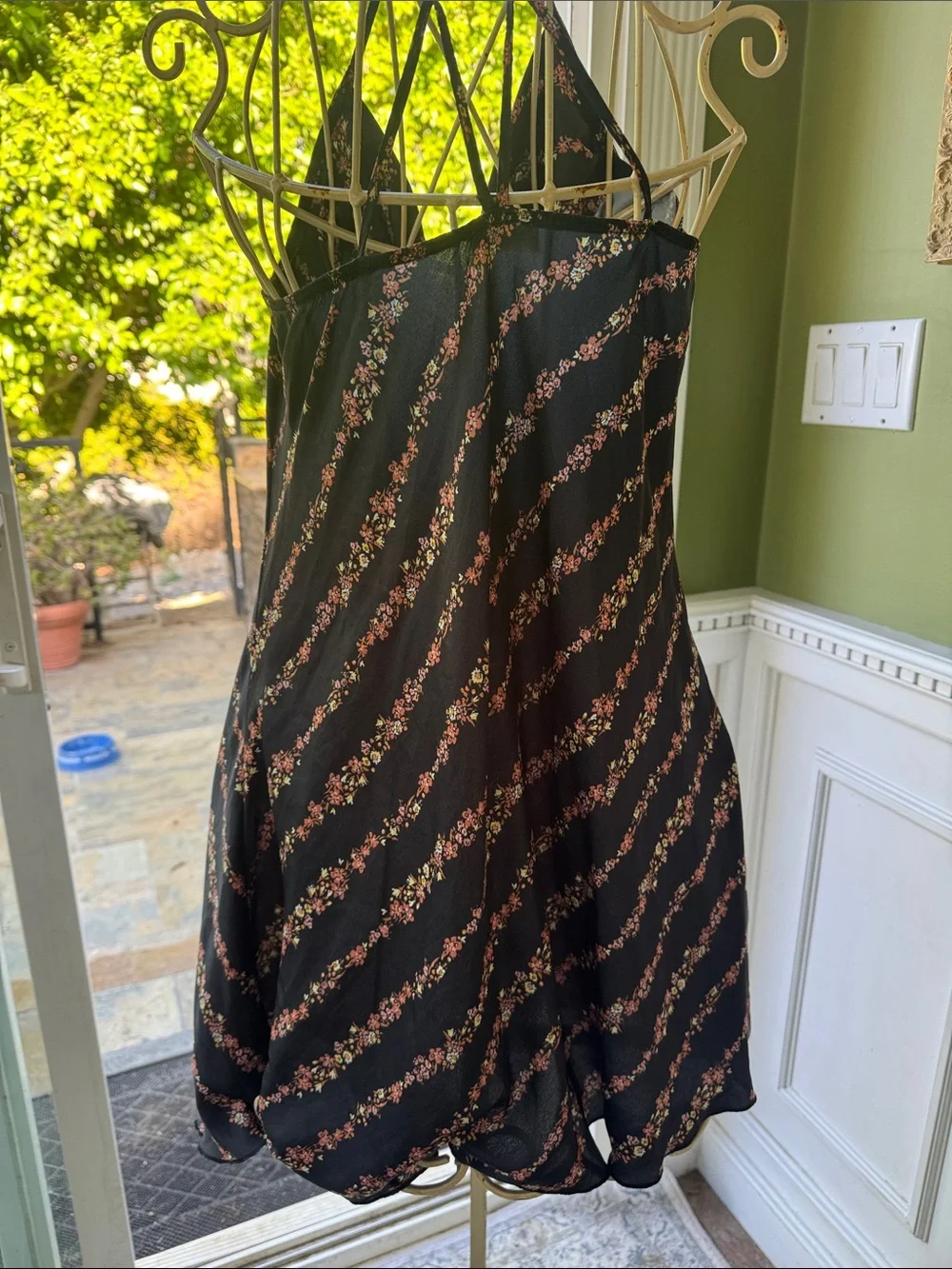 Free People | Dresses | Free People Black Floral Halter Slip Mini Dress ...